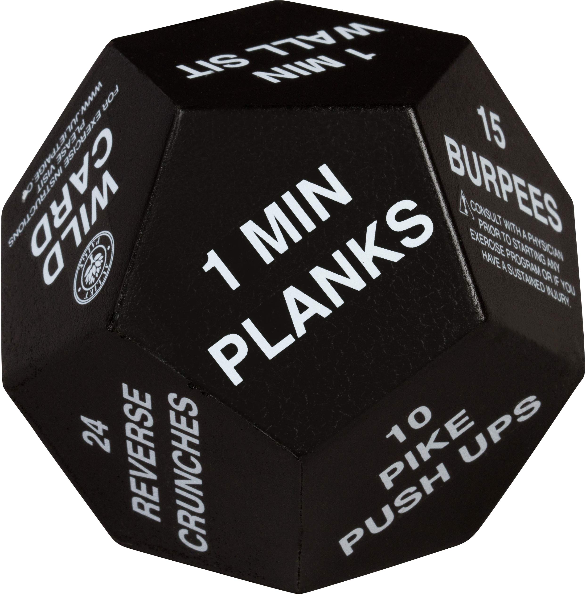 Exercise Dice Cube for Fitness, Gym Workouts, WOD, Home Bodyweight HIIT, and Adult Sports Training - 3 Inches in Diameter - 12 Sided (White (Intermediate))