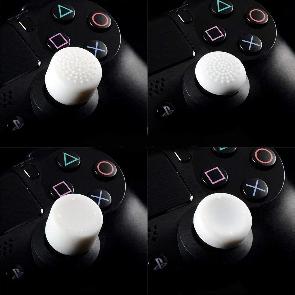 for PS5, PS4, PS3, Switch Pro, Xbox one, Xbox 360, Wii U, PS2 Controller Analog Stick Thumbsticks Joystick Cap Rubber Cover Silicone Thumb Grip Cap Joystick Thumbstick Replacement (Pack of 8 White)