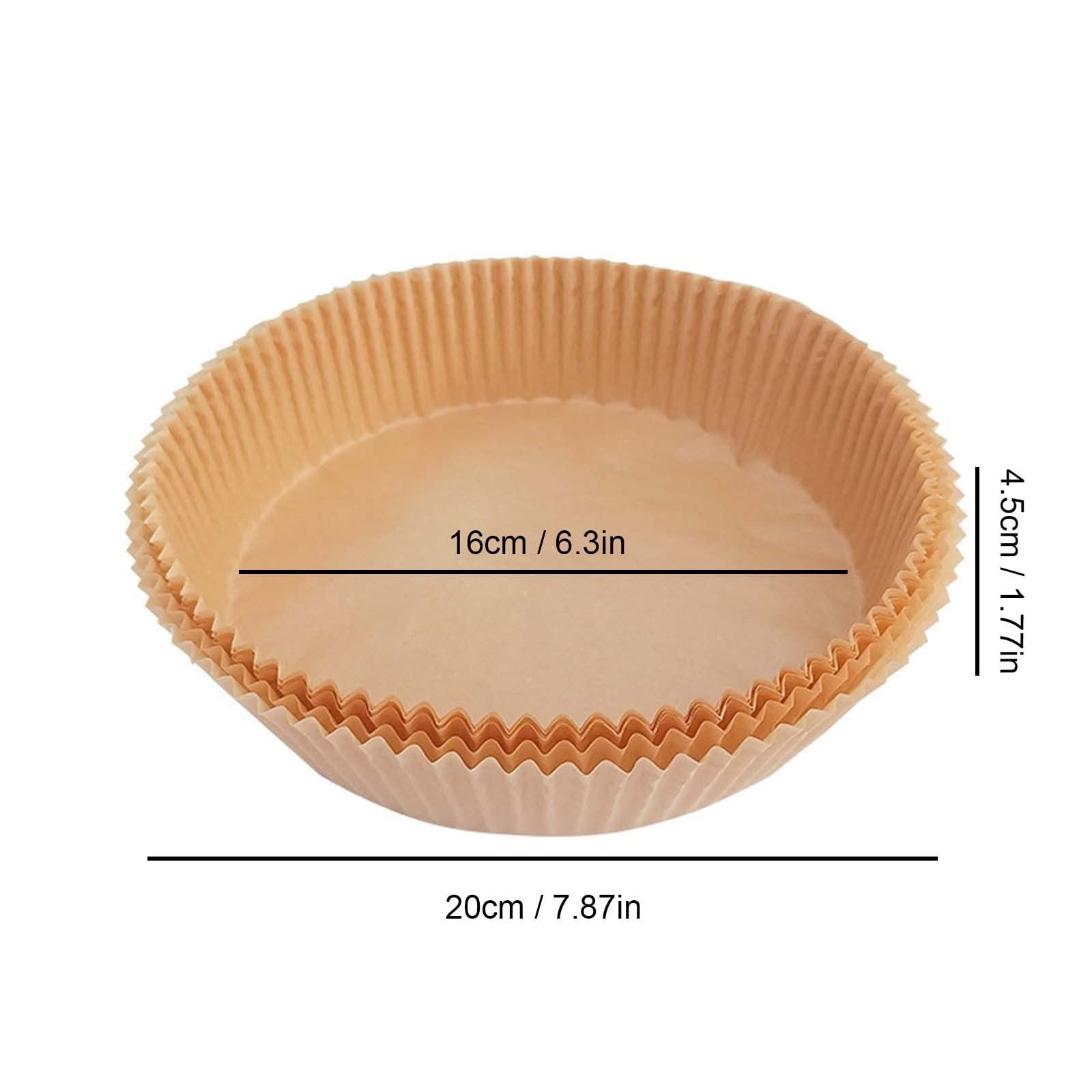 HJCC Air Fryer Disposable Paper Liner,100PCS Inside Diameter 6.3''Outer Diameter 7.9''Non-Stick Air Fryer Liners Round, Oil-proof, Water-Proof, for Air Fryer Baking Roasting Microwave (100, A)