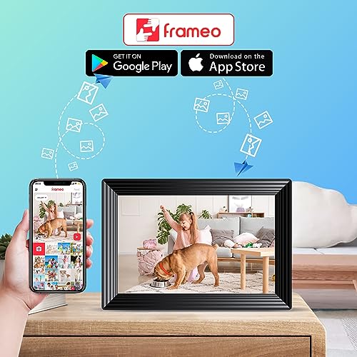 Frameo 10.1" WiFi Digital Picture Frame, Smart Digital Photo Frame with 16GB Storage, 1280x800 IPS HD Touch Screen, Auto-Rotate, Easy Setup to Share Photos or Videos Remotely via App from Anywhere