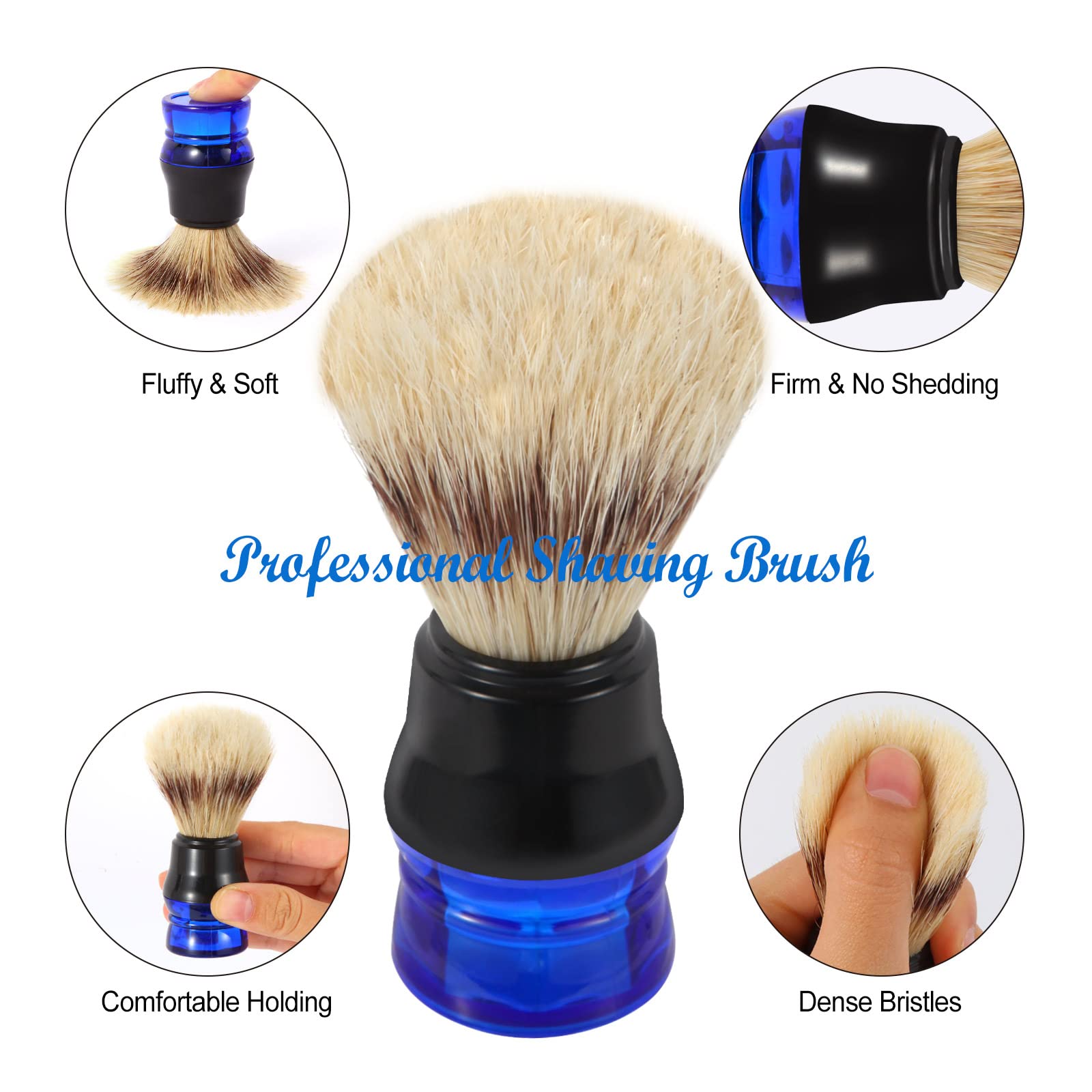 Genixart Shaving Brush, Pure Bristle Shaving Brushes for Men, Perfect for Personal Wet Shave Home or Travel (2 pack)
