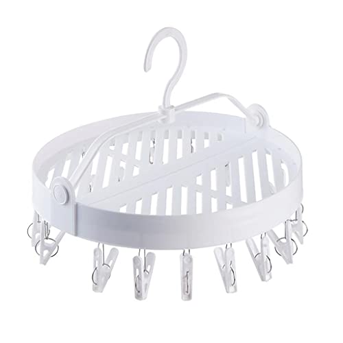 LIUZH Round Two-Way Foldable Clothes Hanger Underwear Socks Multi-Purpose 360-degree rotatable 18 Clip Clothes Rack ( Color : OneColor , Size : 18 Clips )