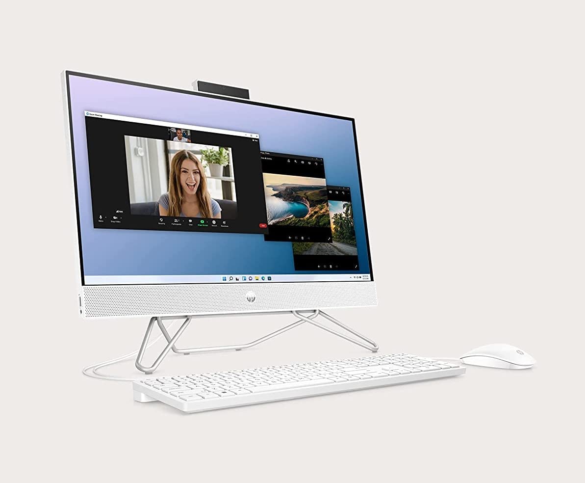 HP 2022 Newest 24-inch FHD IPS Touchscreen All-in-One Desktop Computer Quad-Core Intel Pentium Silver J5040 24GB DDR4 1TB SSD WiFi Bluetooth Windows 10 Pro White w/RATZK 32GB USB