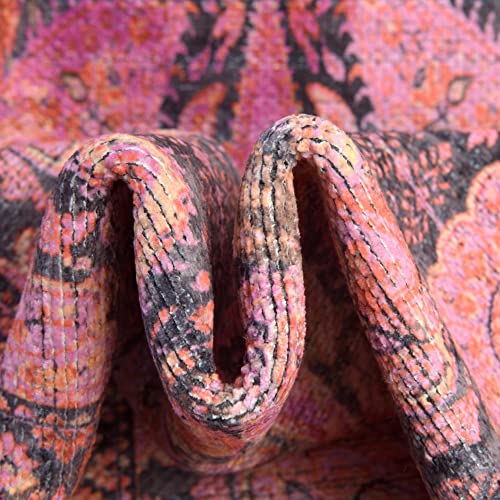 Unique Loom Mangata Collection Area Rug - Mona (Square 5' 3" x 5' 3", Pink/Beige)