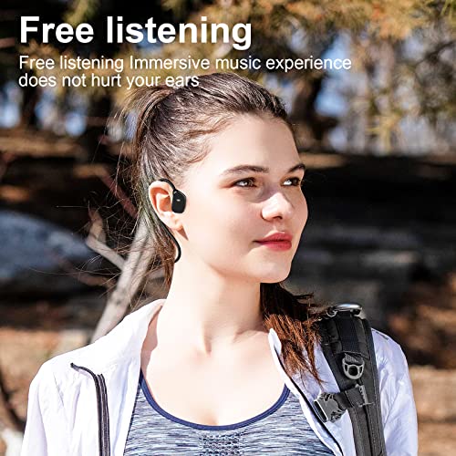 Genofo Open-Ear Bluetooth Bone Conduction Sport Headphones - Sweat Resistant Wireless Earphones for Workouts and Running - Built-in Mic (Black)