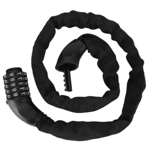 Hosi Bike Security Lock, Resettable Impact Resistant PE Shell Black Steel Chain Bicycle Coded Lock for School