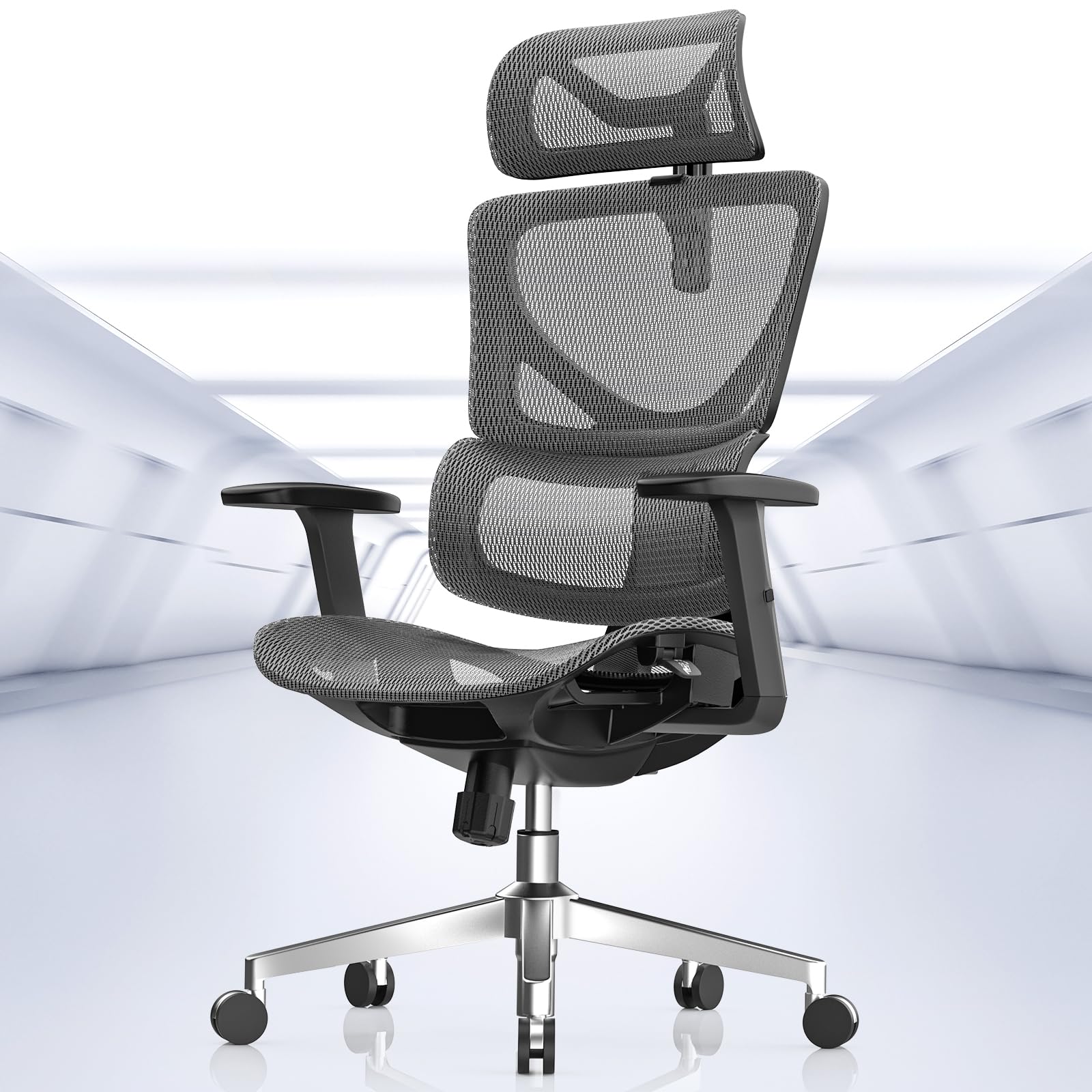 Ergonomic Office Chair Mesh - Home Office Desk Chair with Lumbar Support - Computer Chair Back Height Adjustable（Ergo Upgrade 518 Grey