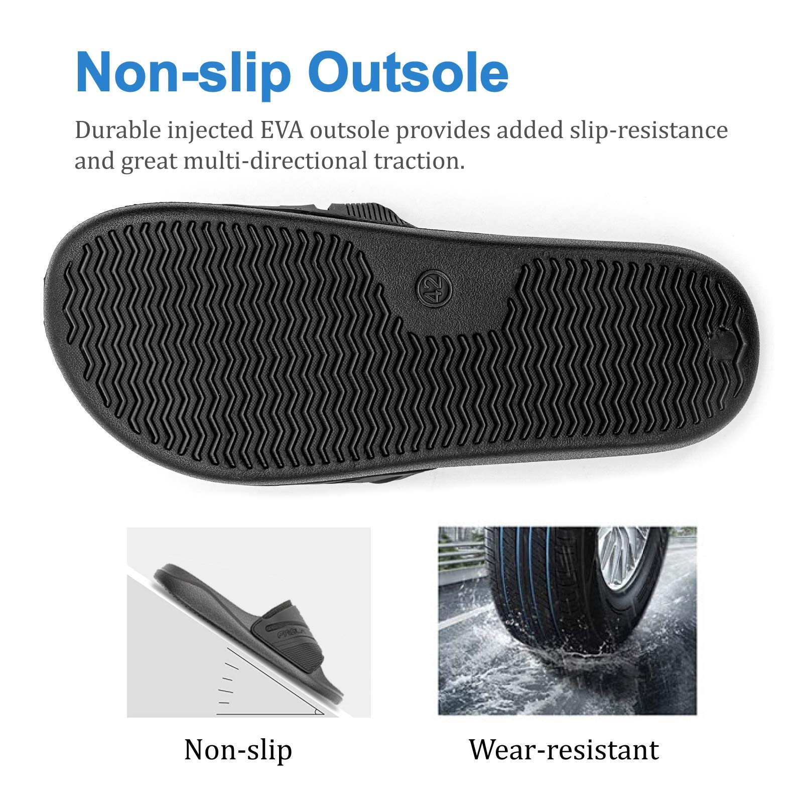 Faslie Slides for Men Athletic Slide Sandal for Beach, Comfort Open Toe Slip-On Indoor Outdoor Slides, Size 8-12