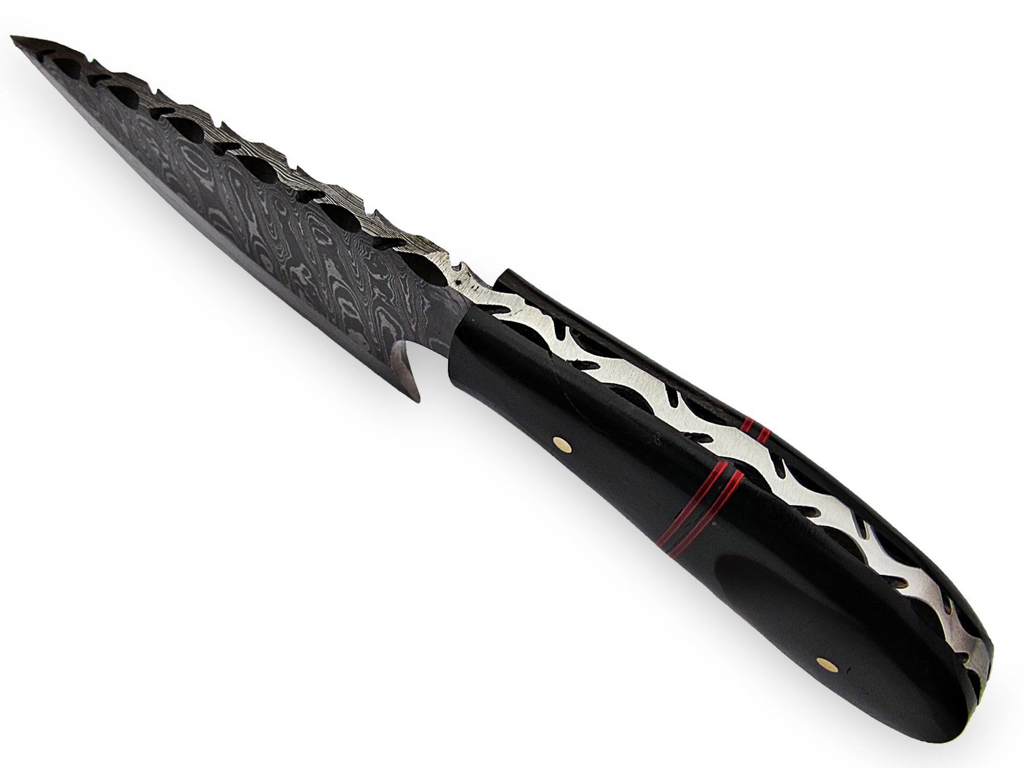 Garand Hunting Skinner bushcrafts Knife Damascus Steel Blade Horn Handle w/red spacers