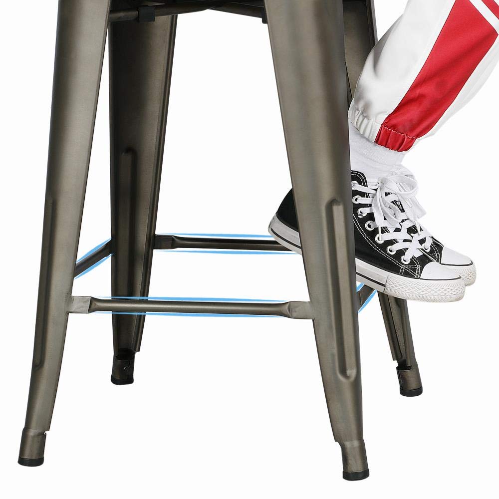 Topeakmart Metal Bar Stools 30 inches Set of 4 High Backless Counter Bar Stool Heavy Duty Indoor-Outdoor Stackable Chairs