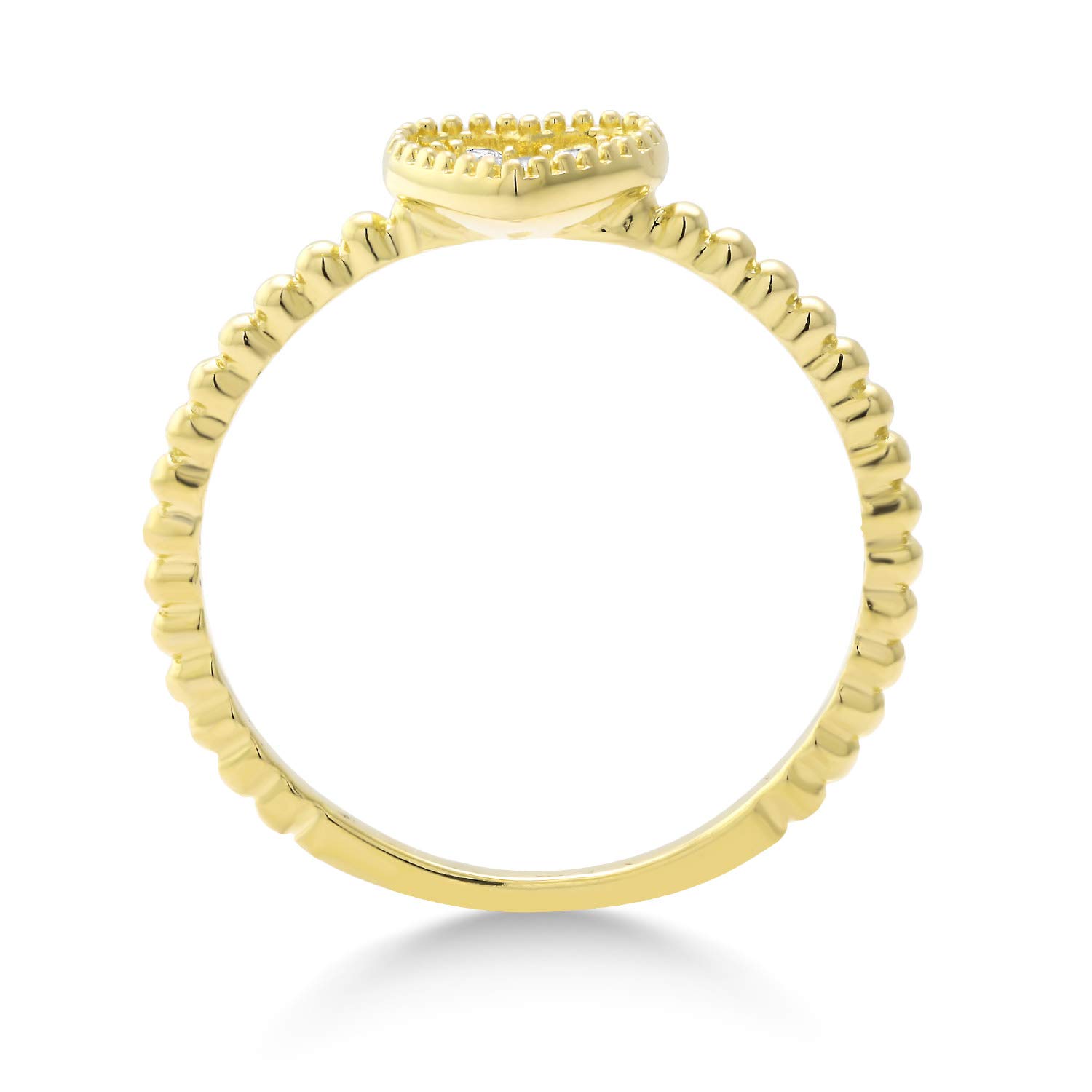 Gem Stone King 18K Yellow Gold Plated Silver White Cubic Zirconia CZ Love Heart Ring For Women (Available In Size 5, 6, 7, 8, 9)