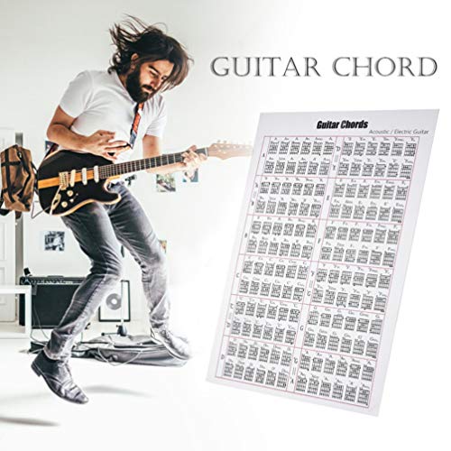 Exceart Acoustic Electric Guitar Chords Poster Guitar Reference Practice Chart Fingering Paper for Beginner Starter Guitar Lover 60x40cm