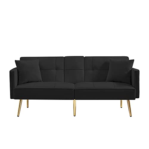 Sofa Bed Sleeper Couches and Sofas with 2 Cups - 69'' Couch Recliner Convertible Sofa Modern Adjustable Velvet Futon Couches Sofas Bed for Living Room Fold Up and Down Recliner Couch