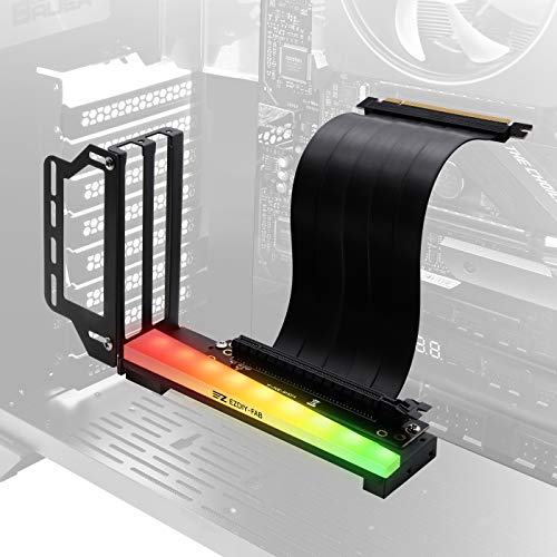 EZDIY-FAB Vertical Graphics Card Holder Bracket with ARGB 5V 3Pin LED,GPU Mount,Video Card VGA Support Kit with PCIE3.0 Riser Cable- Black
