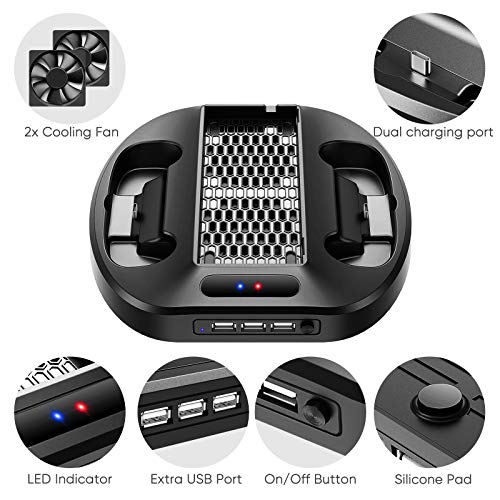 FASTSNAIL Vertical Stand with Cooling Fan for Xbox Series S Charging Station for Xbox SX Controller, Charging Dock for Xbox SX Pro Controller Dualsense