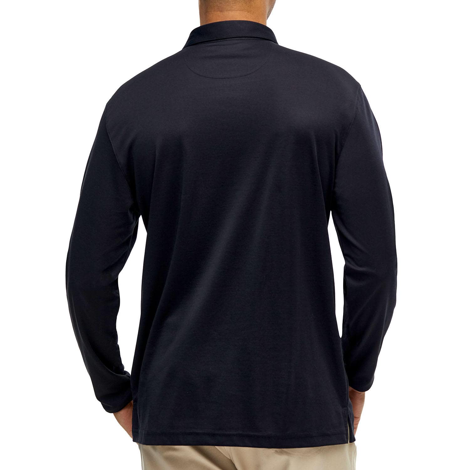 Greg Norman Men's Long Sleeve Performance Polo | Men's Long Sleeve Advantage Golf Polo Shirt - Black X-Large