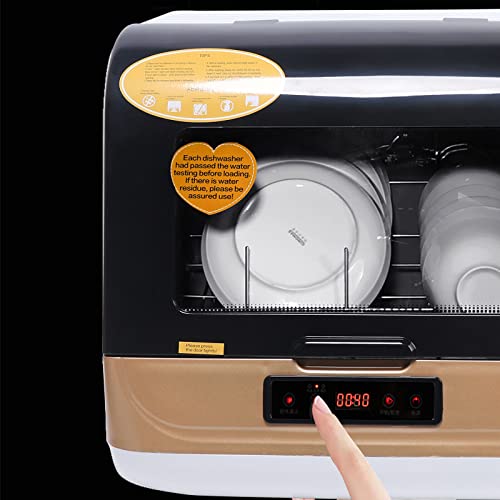 LIYUANJUN Countertop Dishwasher, 1200W 6-Liter Table Dish Washer 4 Washing Program 2 Drying Mode for RVs, Small Apartments, Dorms Cleaning Tablewares Bottle Bowl 17×15×17Inch