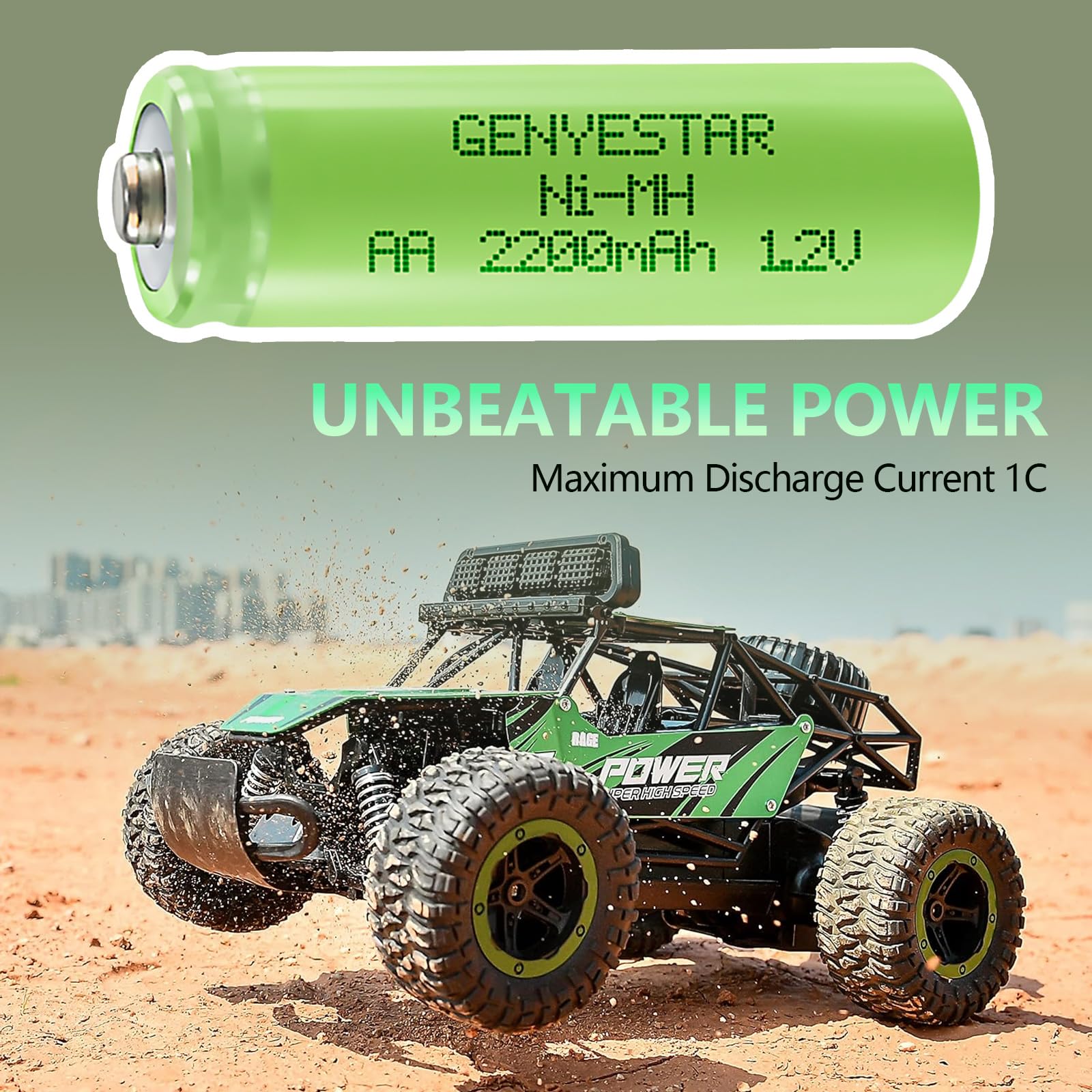 GENYESTAR Rechargeable AA Batteries NIMH 1.2V Double A Rechargeable 2200mAh High Capacity Pre-Charged Batteries Low Self Discharge Battery, 12 Pack