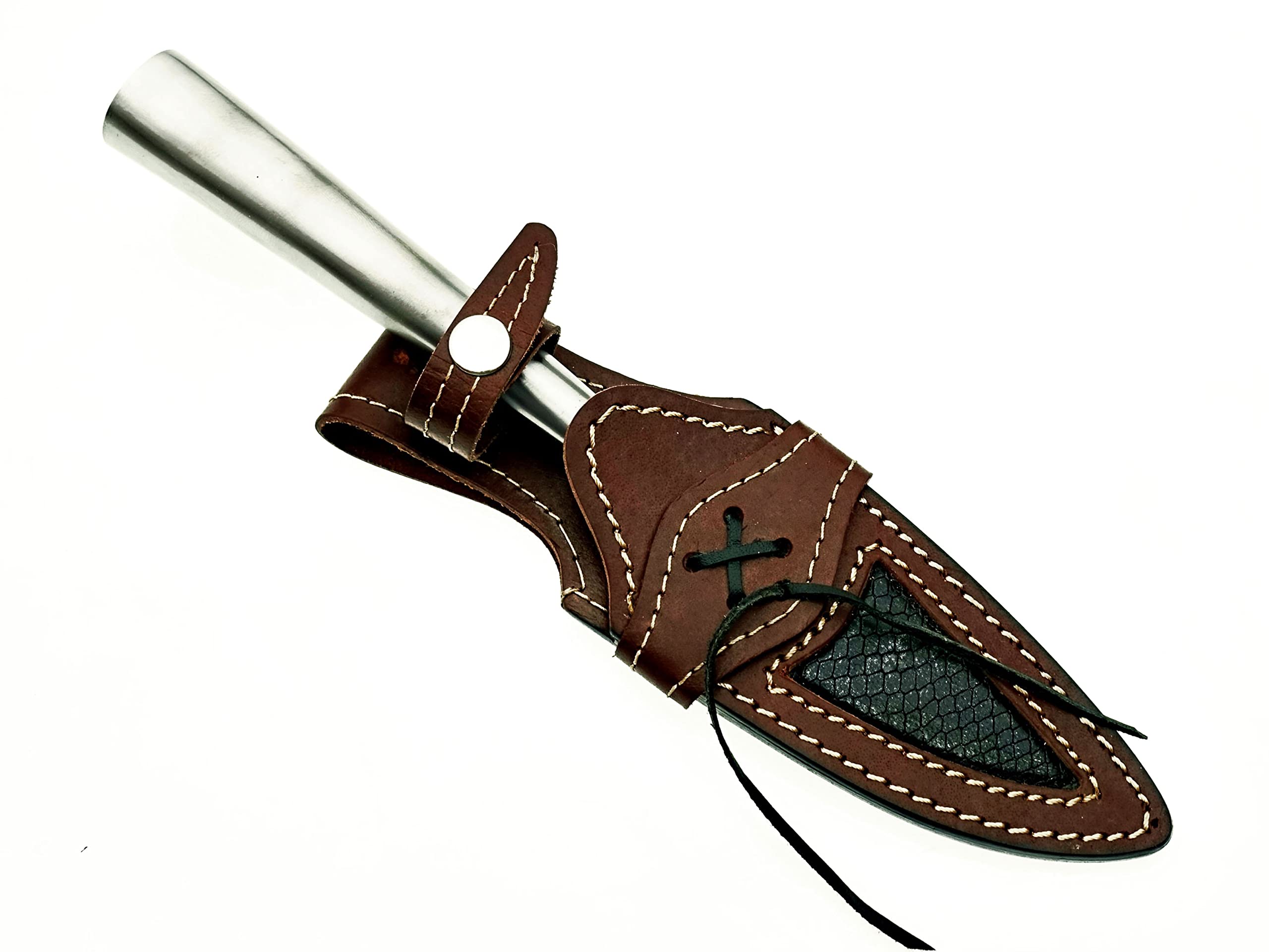 Hand Forged Damascus steel spear head, Hunting knife, Survvial for camping and hiking with Beautiful leather sheath.