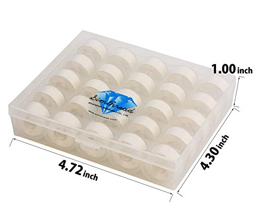 Simthread 25pcs White Prewound Bobbin Thread Size A (SA156) 60WT for Brother Innovis, Babylock, Bernette, Bernina and Janome Embroidery Thread Sewing Thread Machine with Clear Storage Plastic Case DIY
