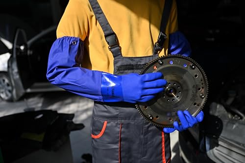 LANON 26" Elbow Length PVC Chemical Resistant Gloves, Heavy-Duty Long Rubber Gloves, Acid, Alkali & Oil Protection, Large