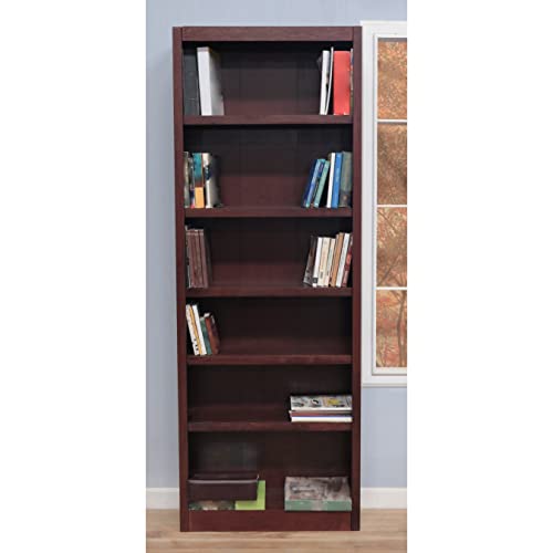 Traditional 84" Tall 6-Shelf Wood Bookcase in Espresso