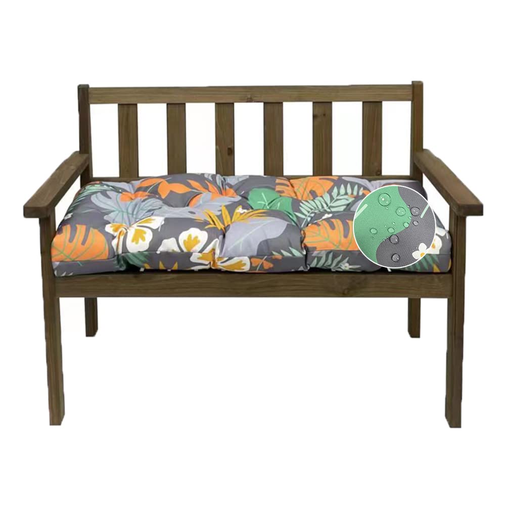 EZOPII Outdoor Bench Cushion, Waterproof Swing Cushion Bench Seat Cushion, Swing Chair Replacement Seat Pads Cushion Pillow for Lounger Garden Furniture Patio Metal Wooden Bench (47 * 20in, A)