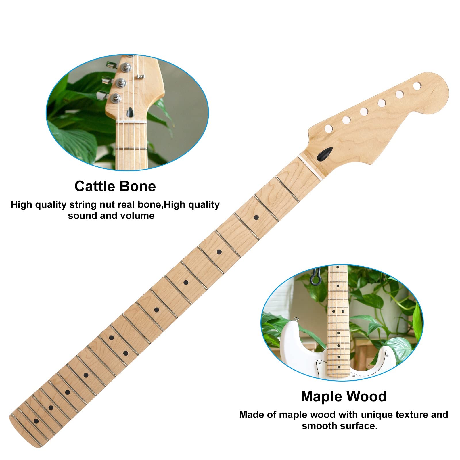 Guitar Neck 22 Fret Maple Fretboard Guitar Neck Guitar DIY Parts Replacement for ST Style