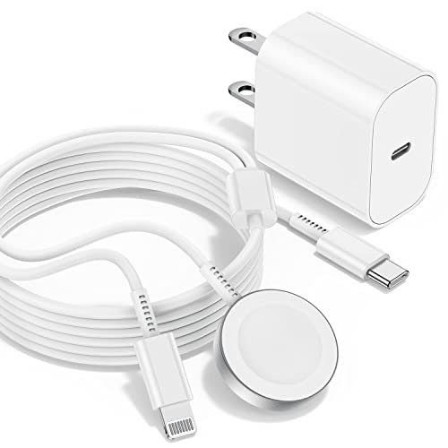 Upgraded 2-in-1 USB C Charger for iPhone＆Watch, [Apple MFi Certified] Watch Fast Charging Cable 6ft with 20W Fast Charger Adapter, Type C 2-in-1 Cord for Watch Series 8 7 6 5 4 3 SE ＆ iPhone 14 13 12