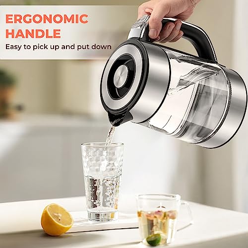 Pukomc Electric Kettle Temperature Control with 5 Presets, 1500W Keep Warm Electric Tea Kettle & 1.7L Hot Water Boiler, Auto-Off & Boil-Dry Protection, BPA Free, Black