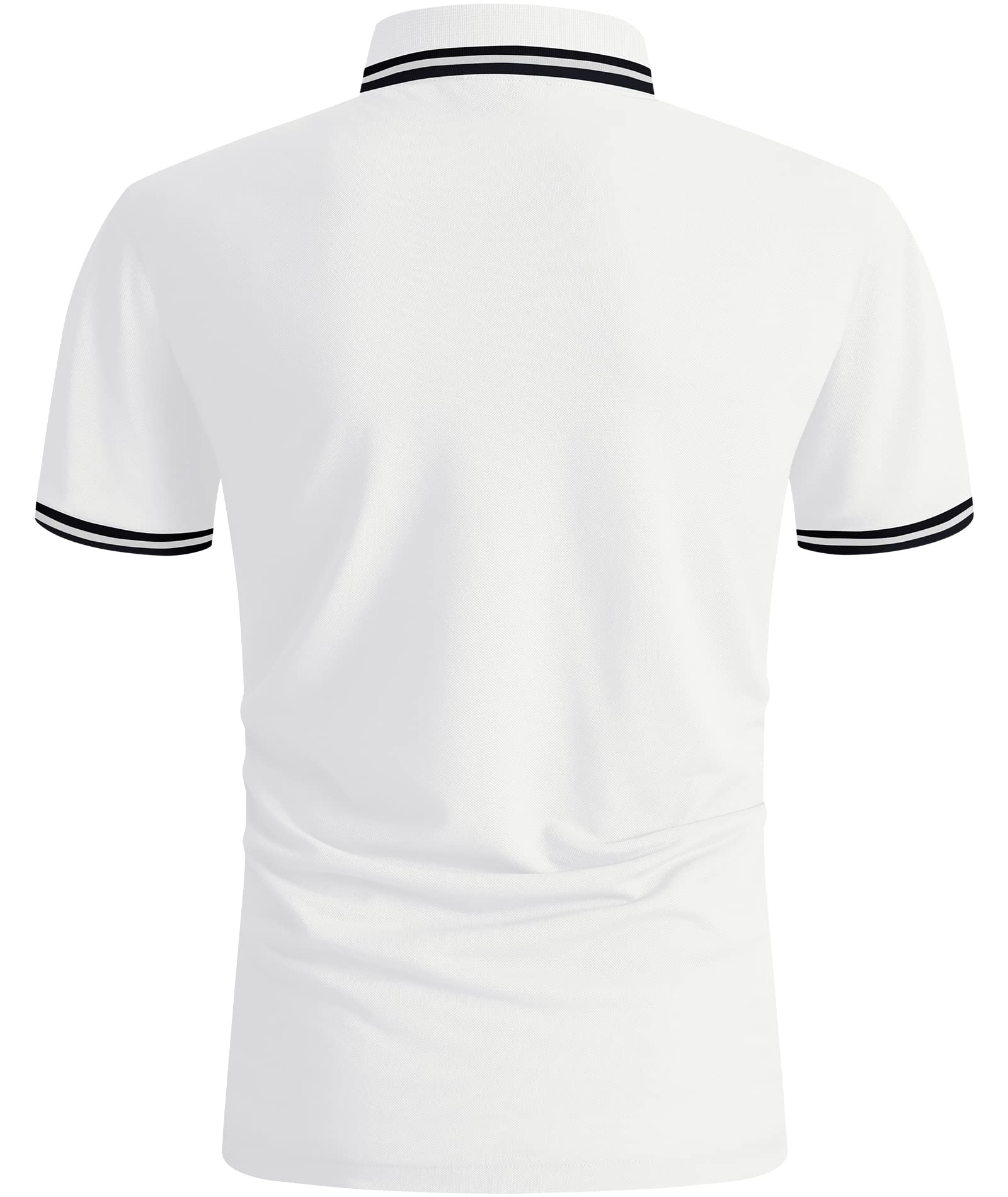 GEEK LIGHTING Polo Shirts for Men Short Sleeve Summer Causal Collared Golf Tennis T-Shirt,White Black M