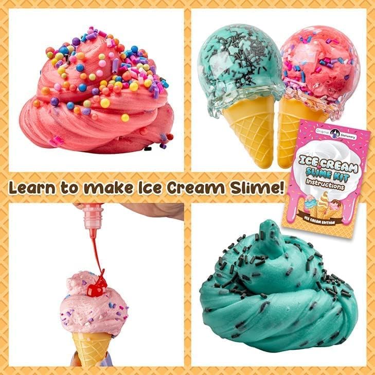 Original Stationery Ice Cream Slime Kit for Girls, Amazing Ice Cream Slime Making Kit to Make Butter Slime, Cloud Slime and Foam Slimes, Great Gift Idea
