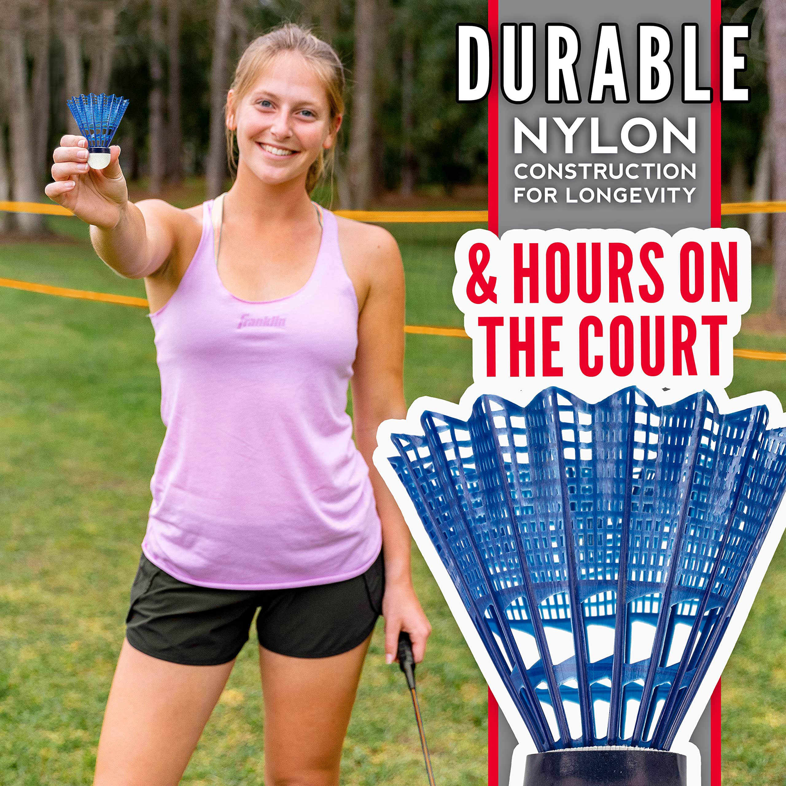 Franklin Sports 2 Player Badminton Replacement Set - 2 Badminton Racquets and 2 Shuttlecocks - Adults and Kids Backyard Game - Red, Blue, Stars, One Size