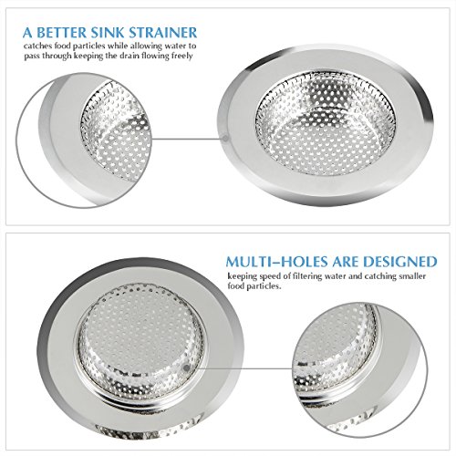 LARNACA 2PCS Kitchen Sink Drain Strainer, Premium Stainless Steel, Large Wide Rim 4.33" Diameter, Simplest of Drain and Strainers