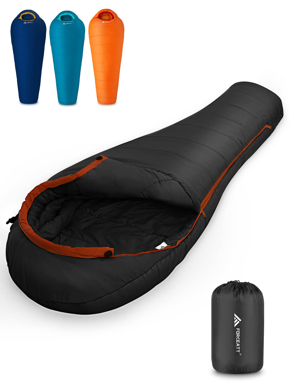 Forceatt Mummy Sleeping Bag for 3-4 Seasons,Use Temperature is 14°F-59°F, Backpacking Sleeping Bag for Adults and Kids,Warm,Tearproof and Waterproof,for Camping (Thickened-Black & Red)