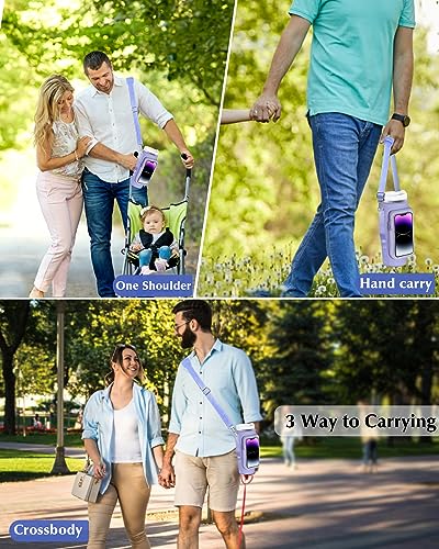 OriJoy Water Bottle Carrier Holder Pouch with Phone Pocket for Stanley Quencher H2.0 & Adventure 40 oz Tumbler, Protector Sleeve with Strap