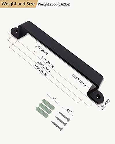 WIPHANY Barn Door Handle Black 10 inch Comfortable Handy Touch Gate Handles Long Solid Metal Door Pull for Sliding Barn Door Gate Cabinet Closet Drawer Garage Screws Included