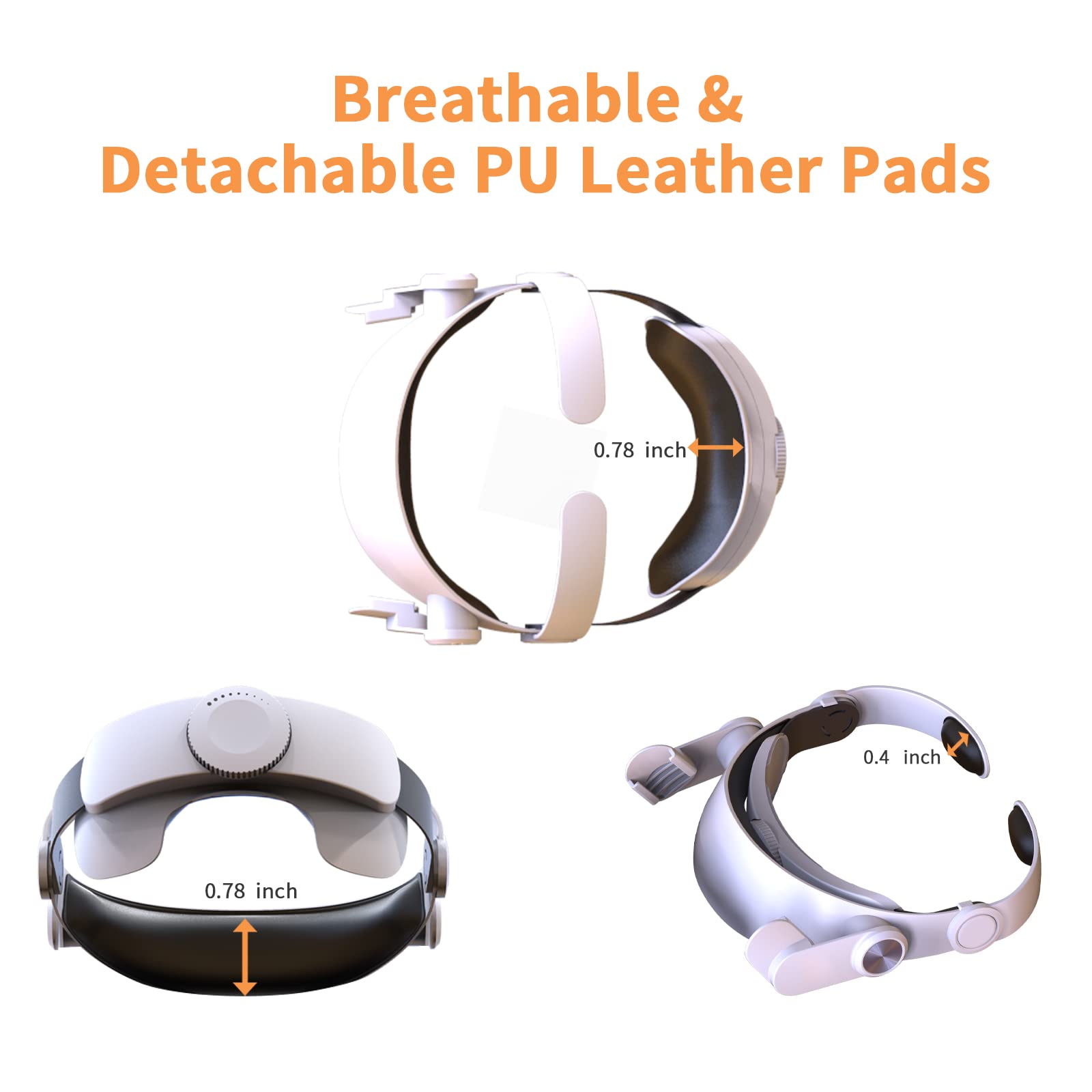 GoBudsGo Head Strap Compatible with Quest 2, Equipped with Detachable and Adjustable Ear Muffs, Super Soft Foam and Skin-Friendly PU Surface, Lightweight and Adjustable Accessories for Player.