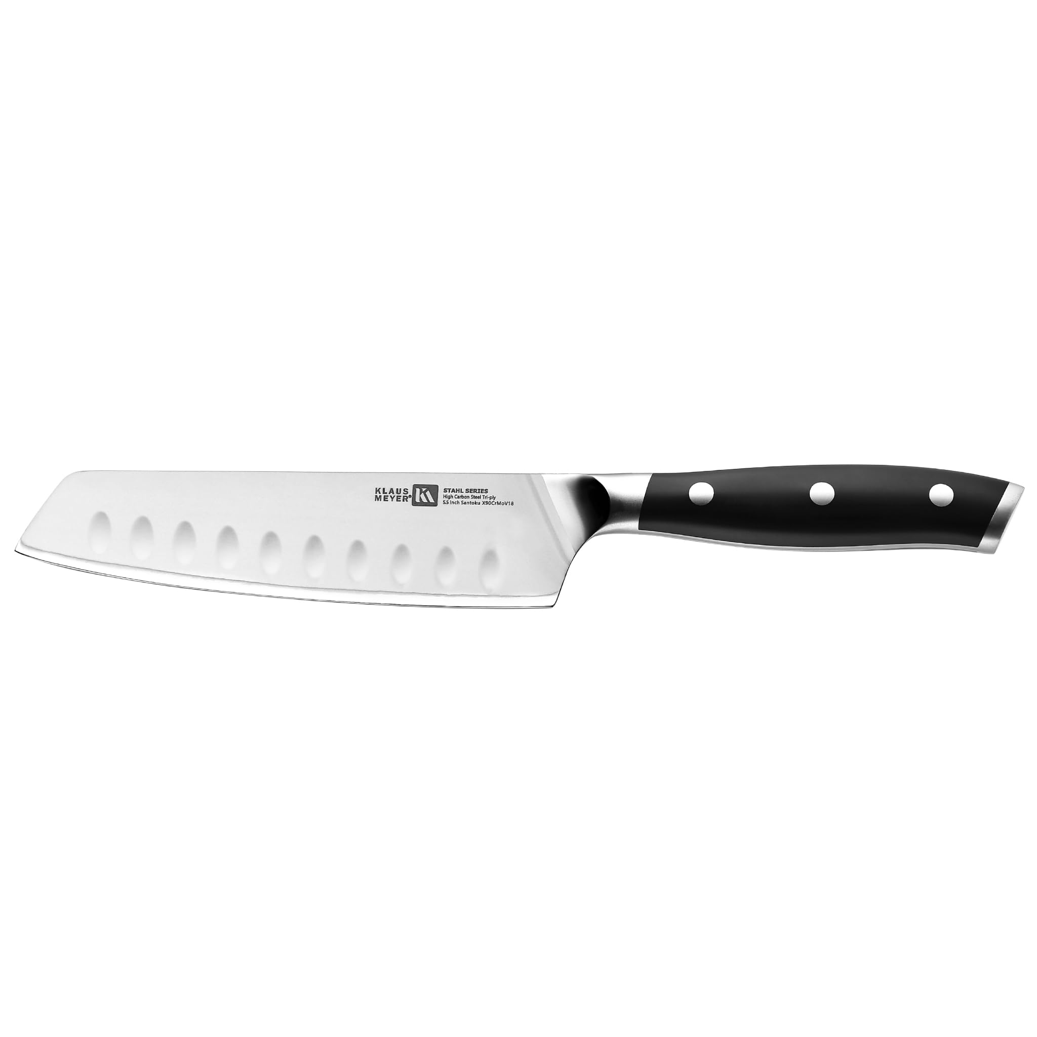 Klaus Meyer Stahl High Carbon Tri-ply Steel 5.5 inch Santoku Kitchen Chef Knife