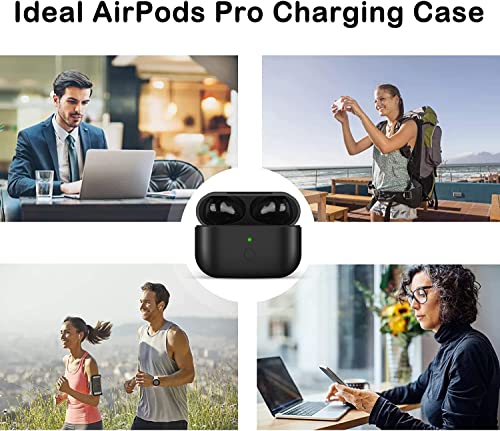 Wireless Charging Case Compatible with AirPods Pro, Qi-Certified for Airpods Pro Charger Replacement Cases, Support Bluetooth Pairing&Sync Button, 660 Mah Built-in Battery, Black(Earbuds Not Included)