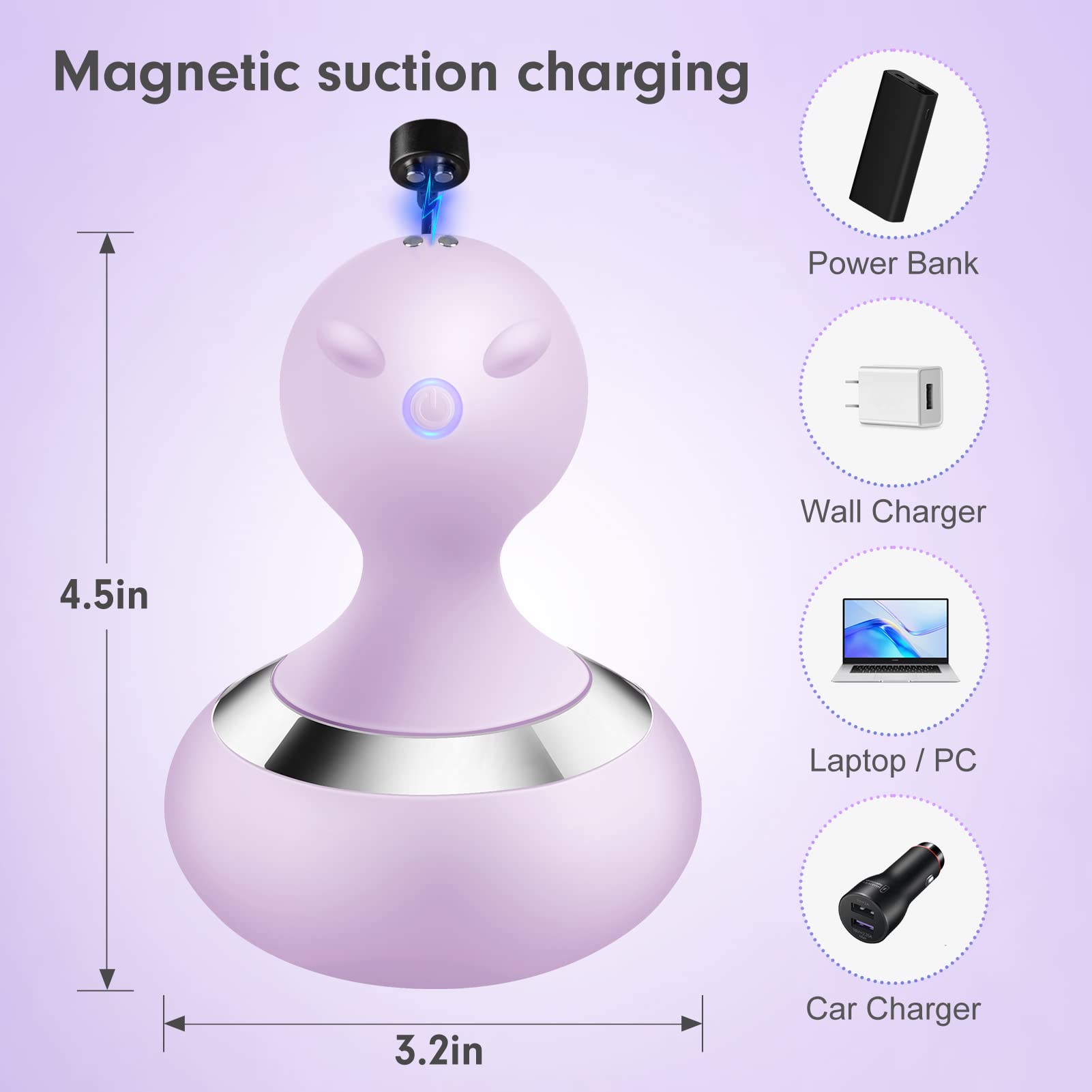 JOYAKA Cordless Electric Massager with 10 Powerful Vibrations, Rechargeable Handheld Neck Mini Massager, Purple