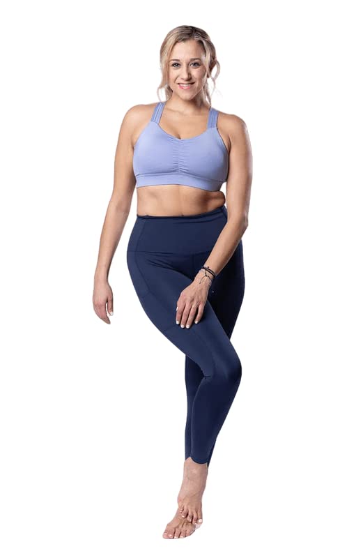 Handful Women's Y-Back Supportive Racerback Sports Bra with Removable Pads, Wire Free Yoga Bra, Fresh Air, Medium