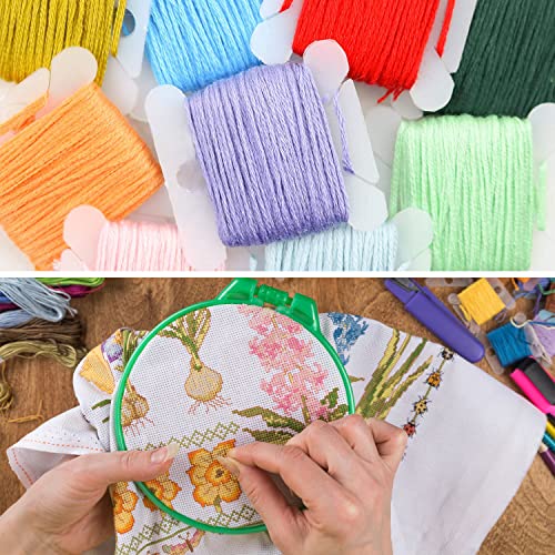 VICOVI 50 Skeins Embroidery Floss Rainbow Colors 30 Skeins White & Black Embroidery Thread for Friendship Bracelet String Cross Stitch DIY String Art with 10 PCS Floss Bobbins