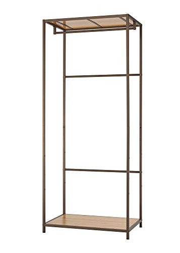 TRINITY Garment Rack with Bamboo Shelves for Clothing Storage, Closet Organization for Home, Apartment, Bedroom, Dorm Room and More, Modular Design, Bronze Poles, 30β W x 20β D x 72β H
