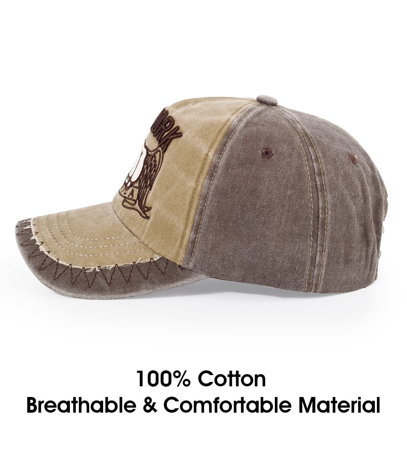 HH HOFNEN Baseball Cap Vintage Washed Distressed Cotton Hat for Men Women Adjustable Low Profile Dad Hat Plain Cap Khaki