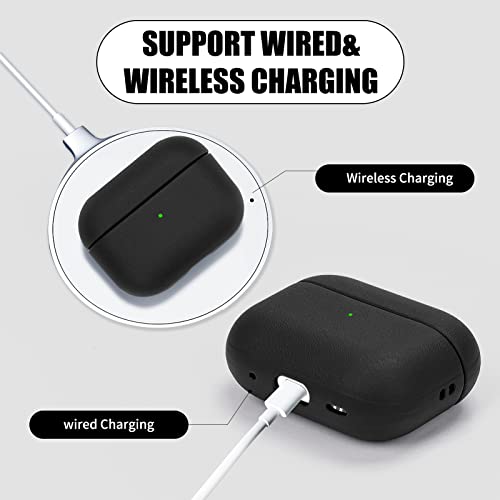 Nunwiza for AirPods Pro 2 Case Cover TPU Leather Texture Full-Body Protective Case Cover with Lanyard for 2023 AirPods Pro 2nd Generation(USB-C) Black
