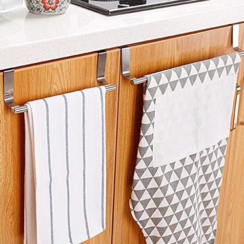 Stainless Steel Towel Bar Holder Over Kitchen Cabinet Door Hanging Rack 24cm 36cm by SHG (36cm)