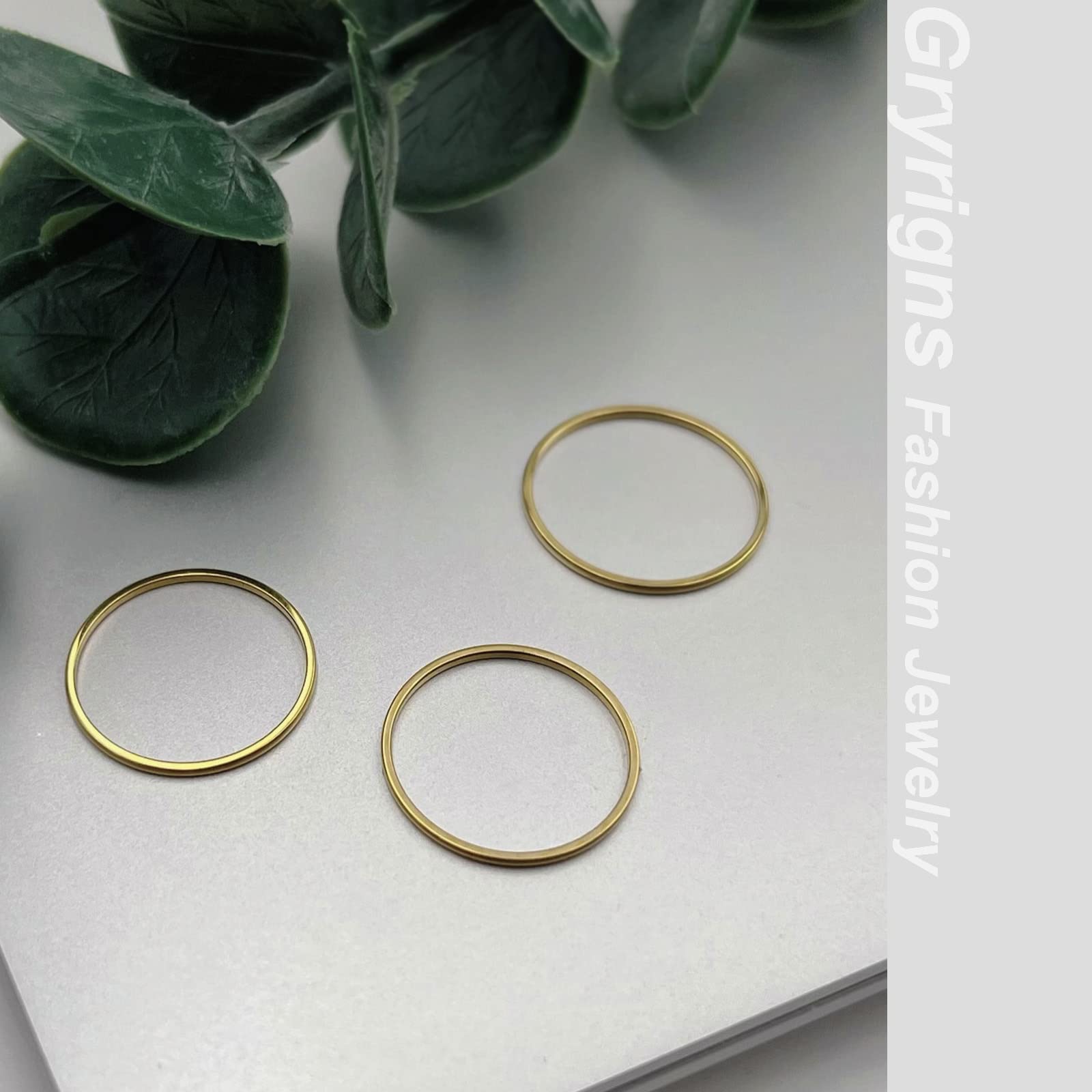 Gryrigns 0.5mm 14k Gold Filled Skinny Thin Staking Ring Plain Stackable Knuckle Pinky Rings Band for Women Men, Size 6