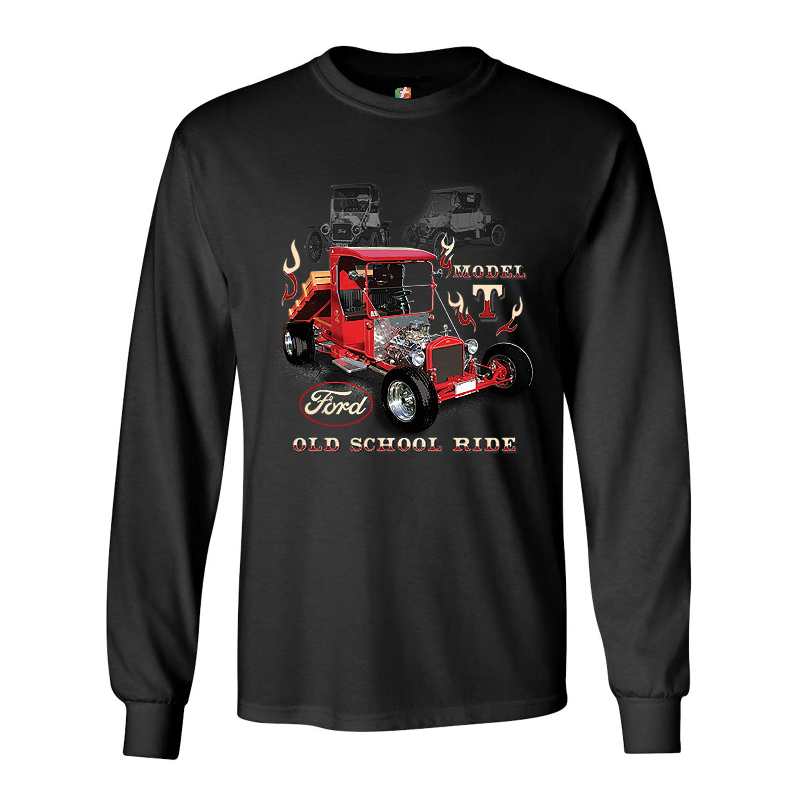 Ford Model T Old School Ride Long Sleeve T-Shirt Vintage Hot Rod Licensed Black Medium