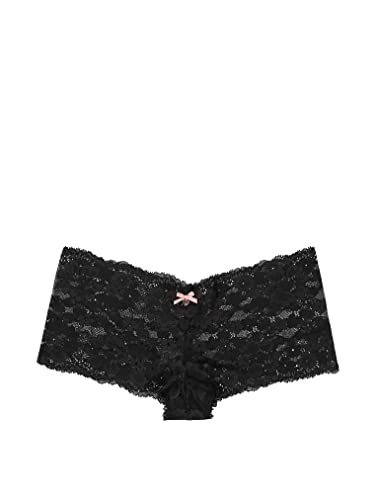 Victoria's Secret Lace Boyshort Panty, Shortie Underwear for Women, Body By Victoria Collection, Black (S)